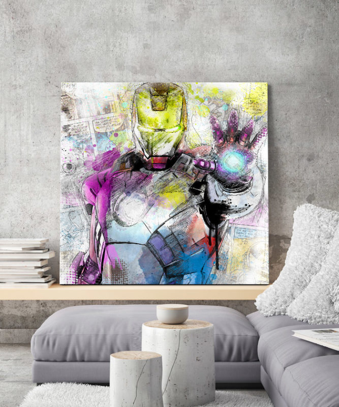 Tableau déco Iron Man collage comics Marvel - Tableau Deco