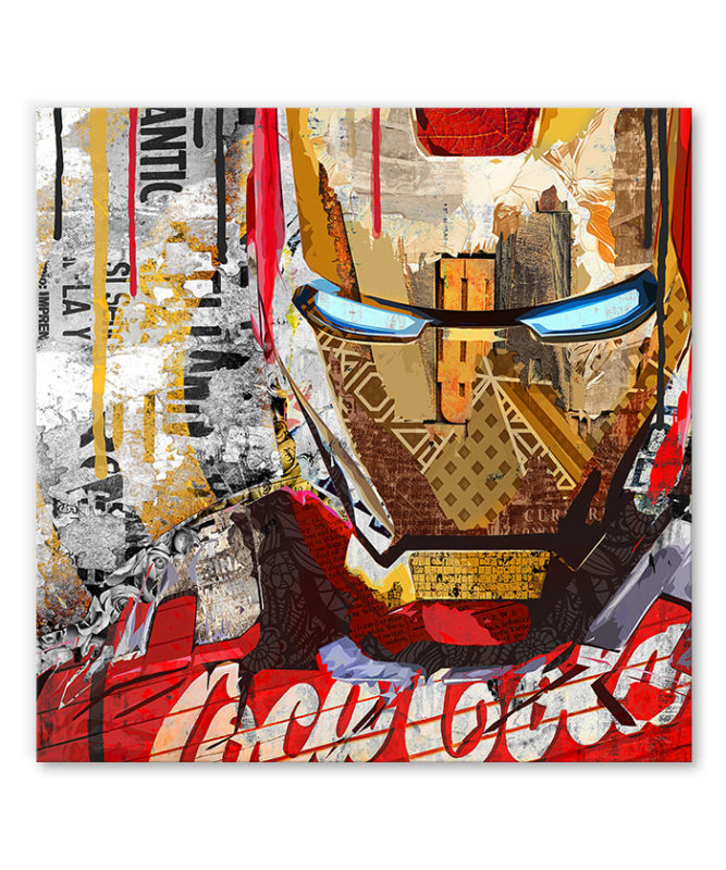 Tableau déco Iron Man collage comics Marvel - Tableau Deco