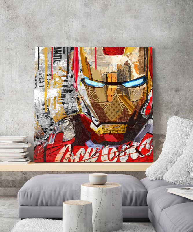 Tableau déco Iron Man collage comics Marvel - Tableau Deco