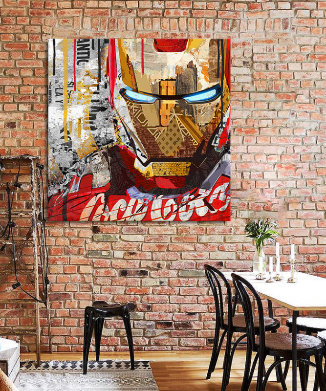 Tableau déco Iron Man collage comics Marvel - Tableau Deco