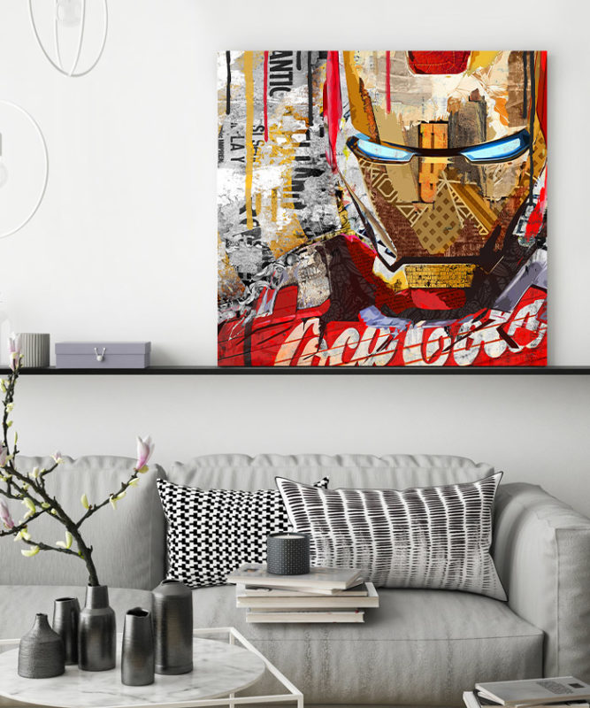 Tableau déco Iron Man collage comics Marvel - Tableau Deco