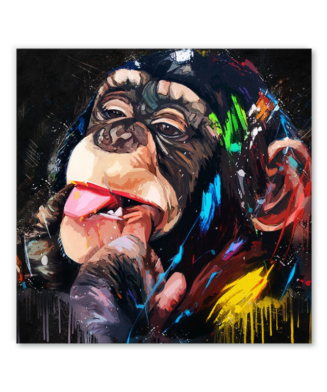 Tableau déco singe grimace peinture pop art - Tableau Deco
