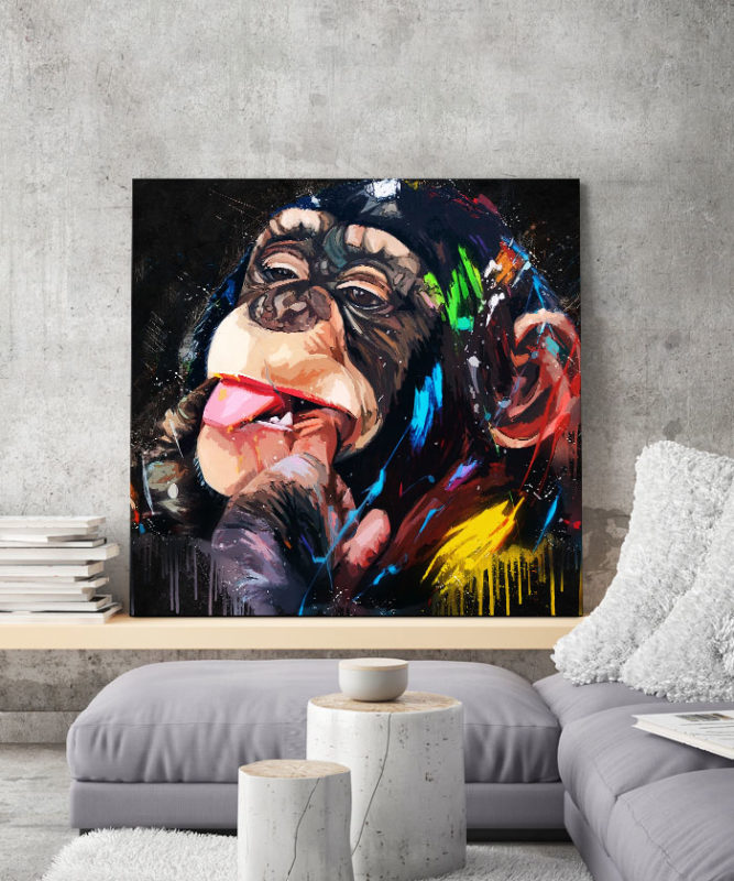 Tableau déco singe grimace peinture pop art - Tableau Deco