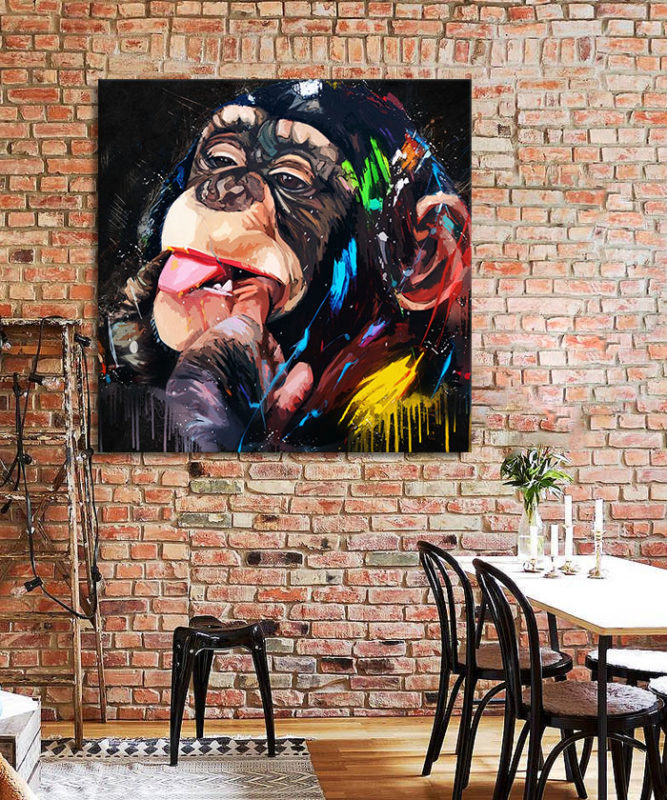 Tableau déco singe grimace peinture pop art - Tableau Deco