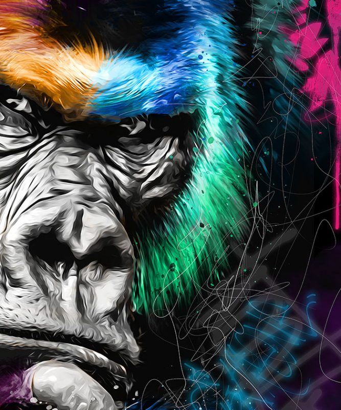 Tableau déco Gorille Singe Pop Art Multicolor - Tableau Deco