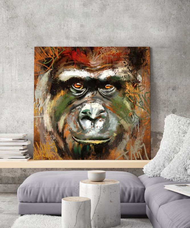 Tableau déco portrait singe peinture pop street art - Tableau Deco