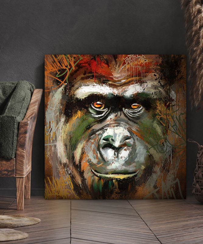 Tableau déco portrait singe peinture pop street art - Tableau Deco