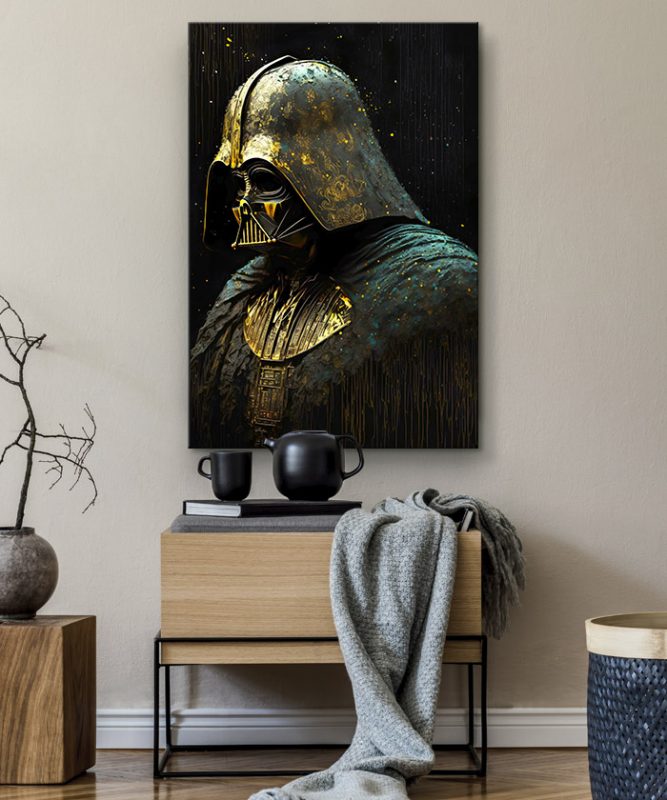 Tableau déco Dark Vador Star Wars Or et Bleu - Tableau Deco