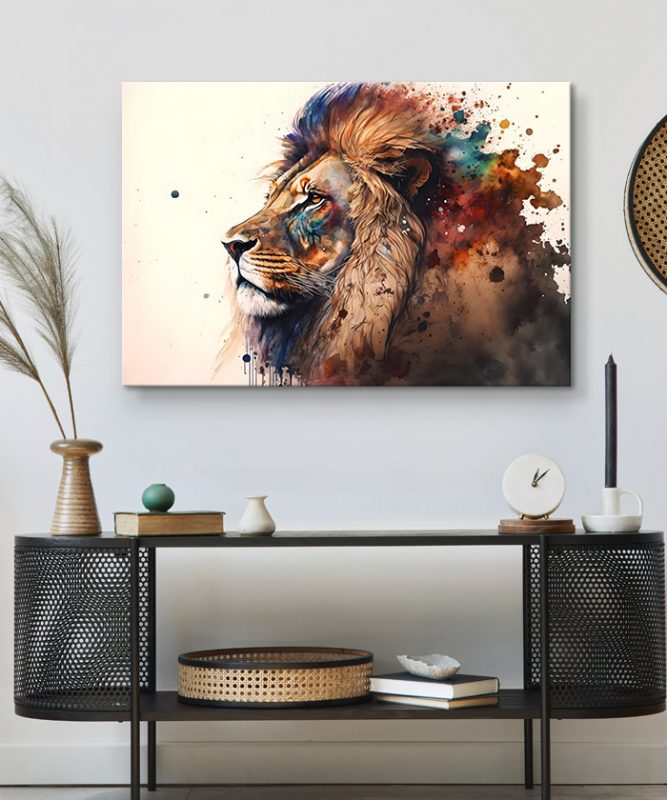 Tableau déco Lion aquarelle profil - Tableau Deco