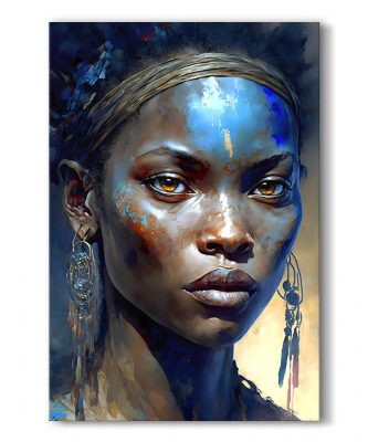 Tableau déco portrait femme africaine traditionnelle peinture - Tableau ...