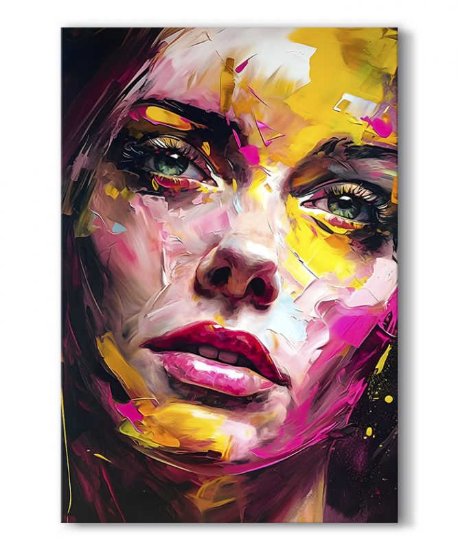 Tableau déco portrait visage femme esquisse pop art - Tableau Deco