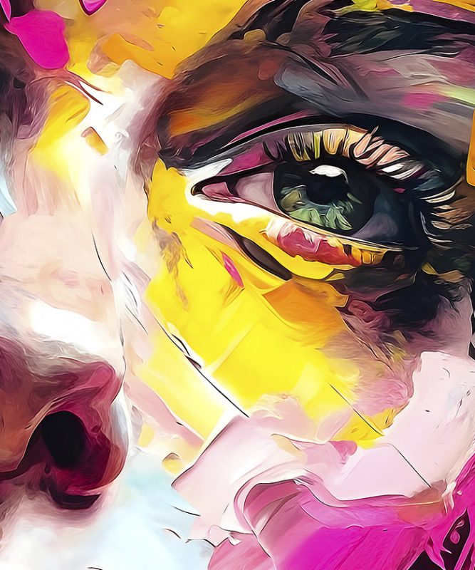 Tableau déco portrait visage femme esquisse pop art - Tableau Deco