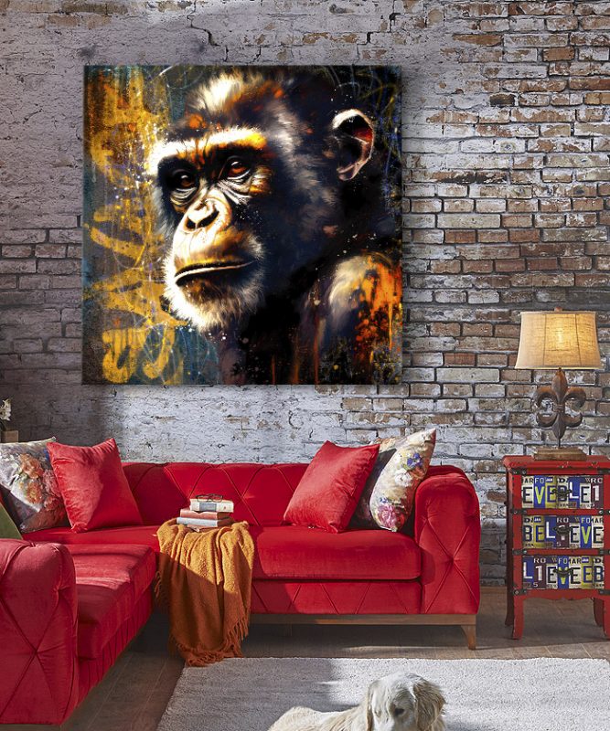 Tableau Tête de singe couleurs d'Afrique - Tableau Deco