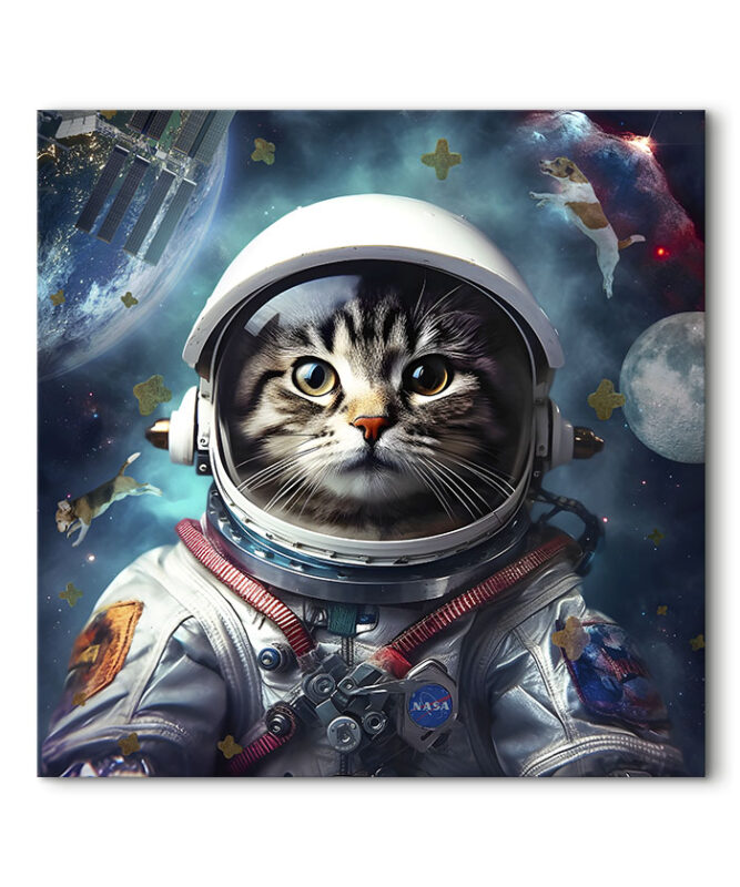Tableau déco Chat Astronaute Cosmonaute - Tableau Deco