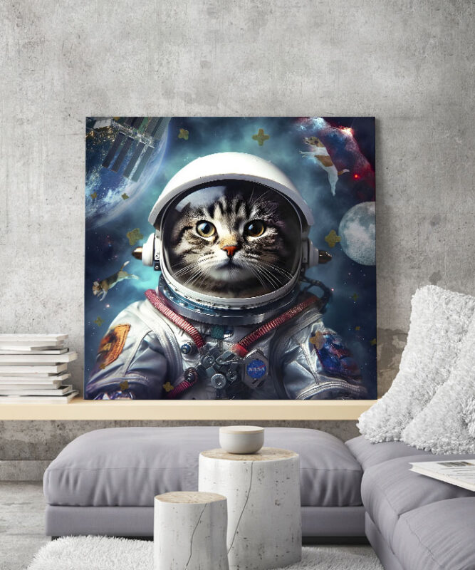 Tableau déco Chat Astronaute Cosmonaute - Tableau Deco