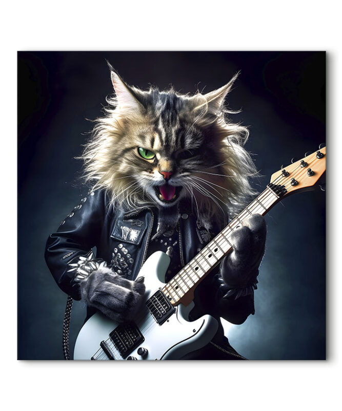 Tableau déco Chat Rockeur Musicien pop art - Tableau Deco