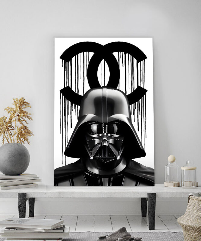 Tableau déco Dark Vador Chanel Star Wars noir et blanc - Tableau Deco