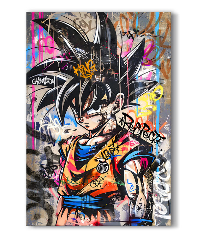 Tableau déco Son Goku Dragon Ball Z graffiti Street-art - Tableau Deco
