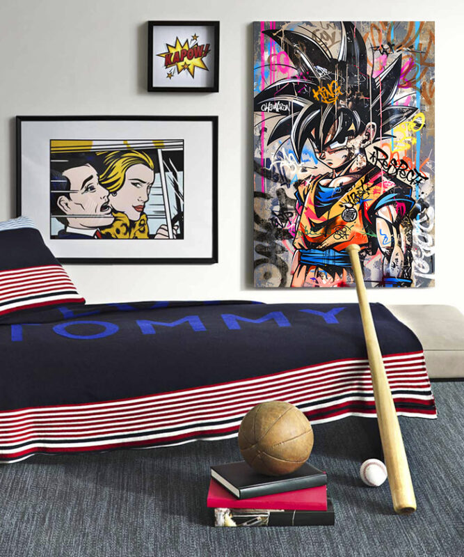 Tableau déco Son Goku Dragon Ball Z graffiti Street-art - Tableau Deco