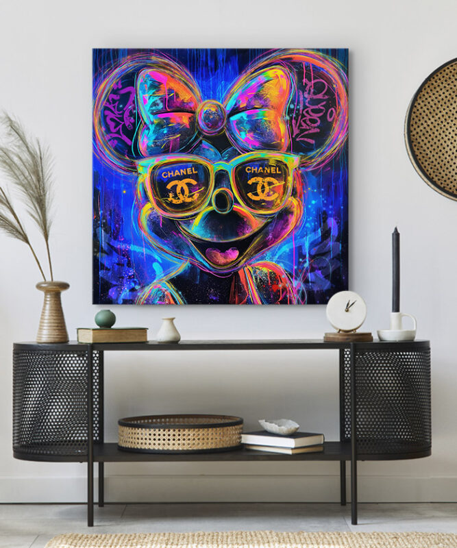 Tableau déco Minnie Mouse Pop Art Néon peinture - Tableau Deco