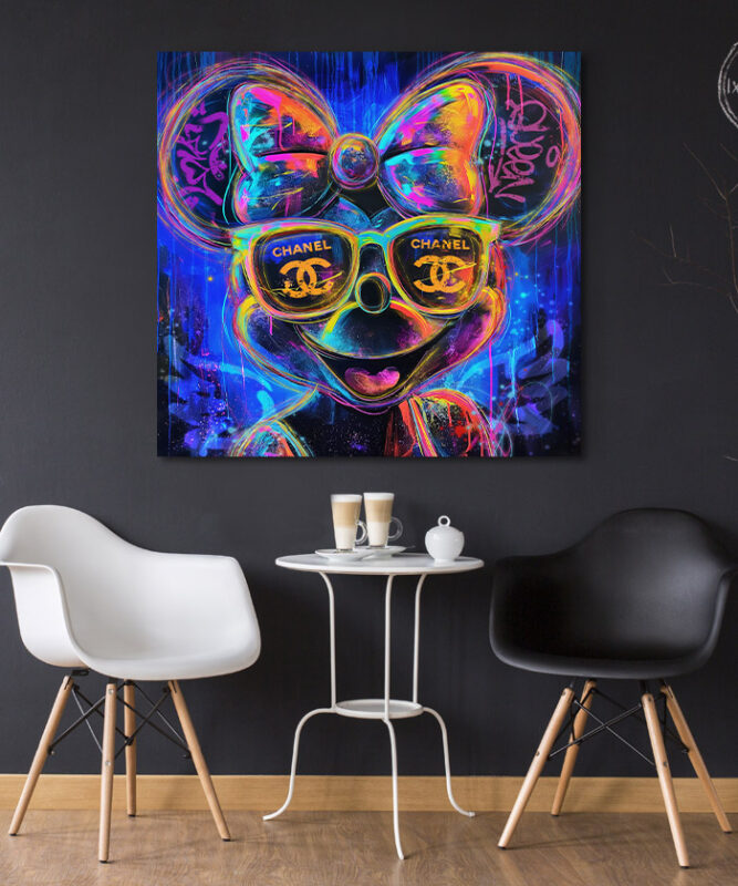 Tableau déco Minnie Mouse Pop Art Néon peinture - Tableau Deco