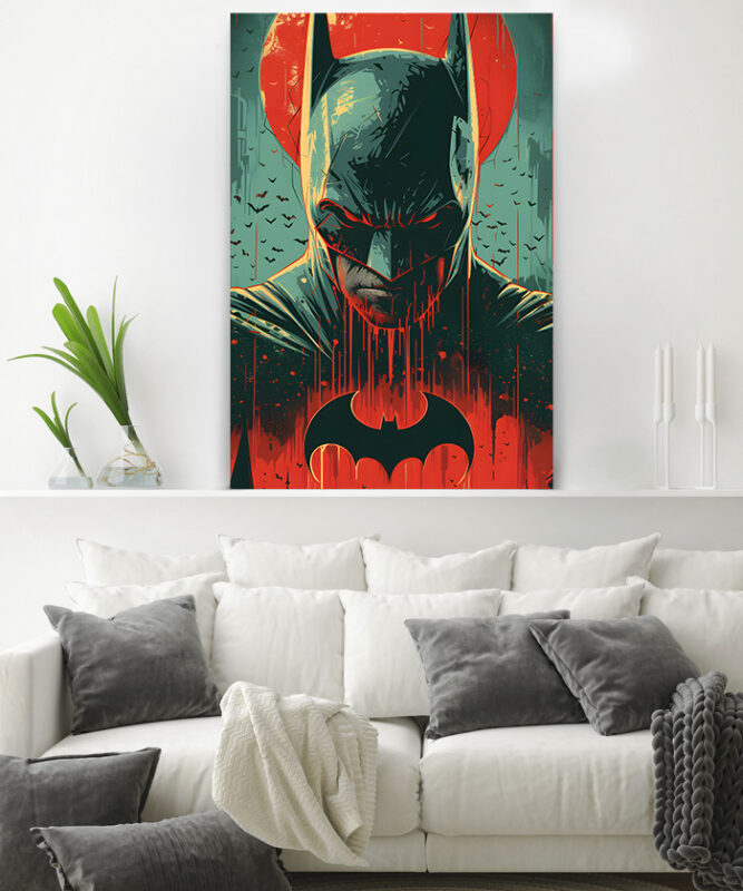 Tableau déco Batman illustration rouge - Tableau Deco