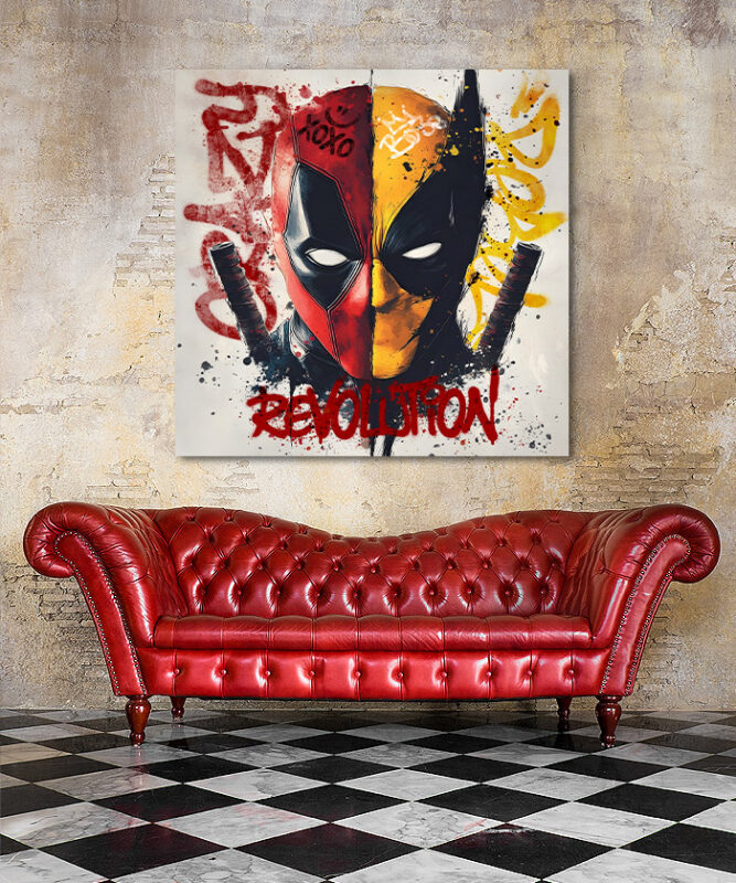 Tableau déco Deadpool vs Wolverine Marvel Pop Art - Tableau Deco