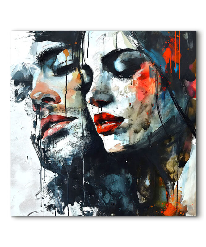 Tableau déco portrait d'amoureux esquisse peinture - Tableau Deco