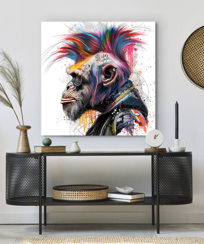 Tableau déco Singe punk rock Pop Art Multicolor - Tableau Deco