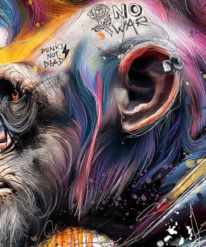 Tableau déco Singe punk rock Pop Art Multicolor - Tableau Deco