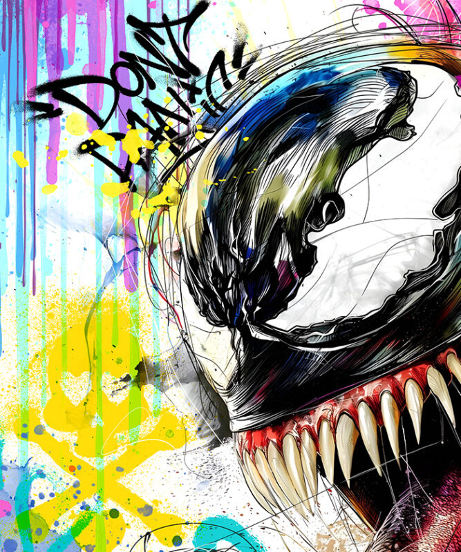 Tableau déco Venom pop art aquarelle graffiti - Tableau Deco
