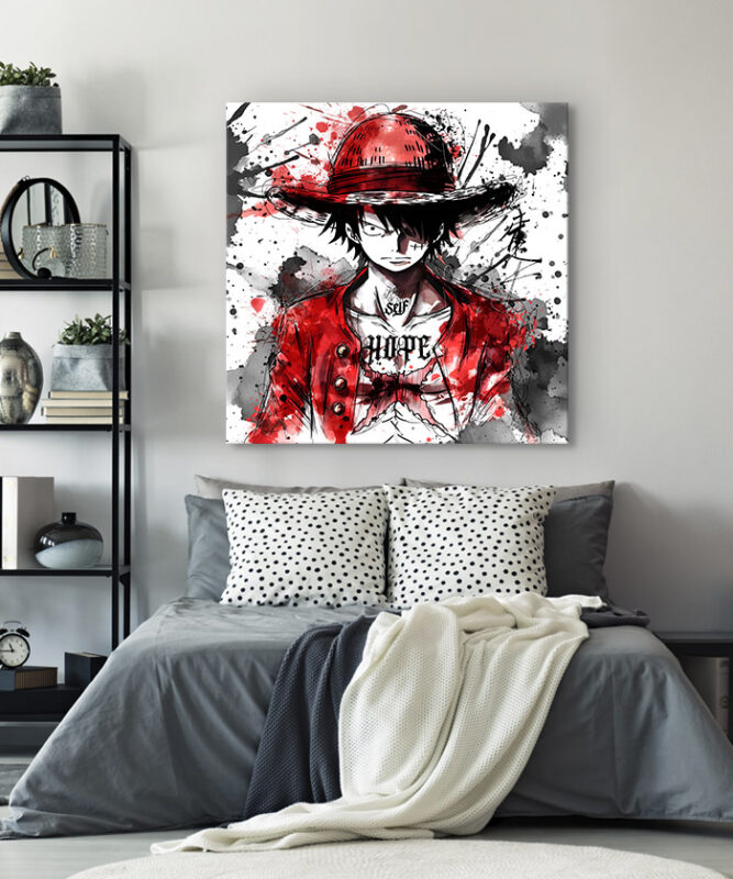 Tableau déco One Piece Luffy Manga Pop-art Encre chinoise - Tableau Deco