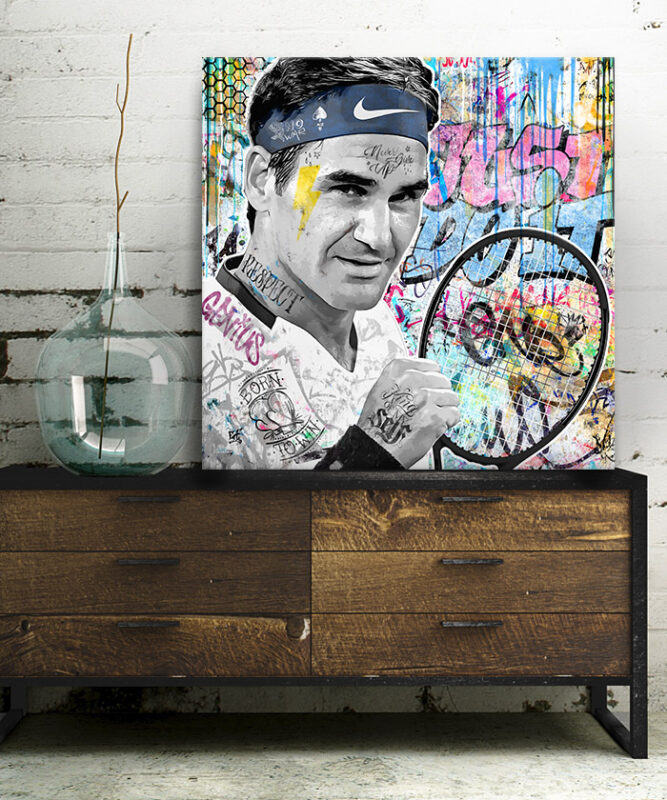 Tableau déco Roger Federer Tennis Street Art - Fat - Tableau Deco