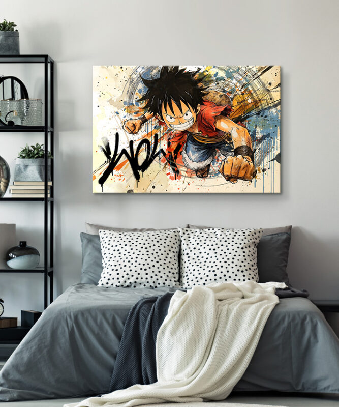 Tableau déco Luffy de One Piece Attaque Street-art - Tableau Deco