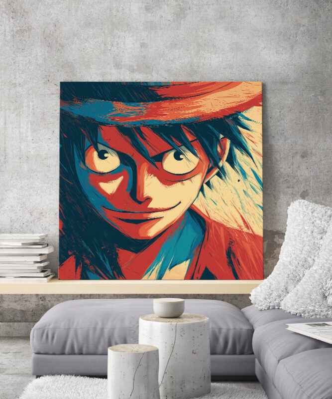 Tableau Luffy de One Piece Pop-Art 4 couleurs - Tableau Deco