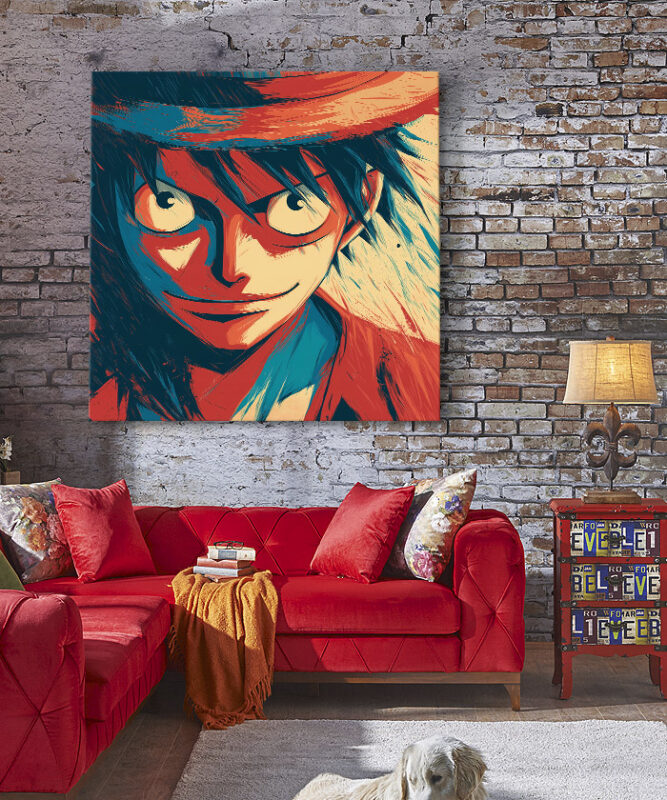 Tableau Luffy de One Piece Pop-Art 4 couleurs - Tableau Deco