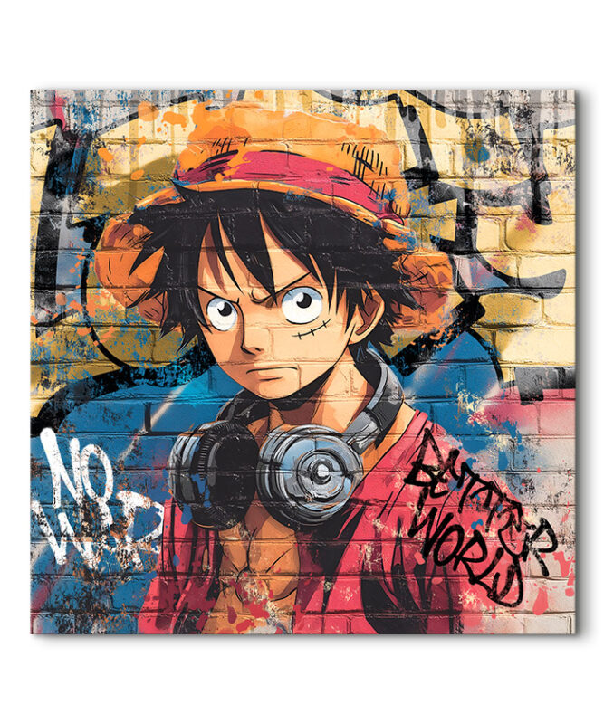 Tableau Luffy One Piece Mur street-art graffiti - Tableau Deco