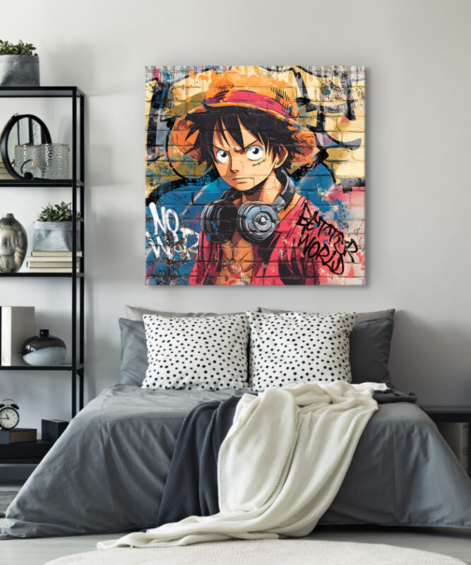 Tableau Luffy One Piece Mur street-art graffiti - Tableau Deco
