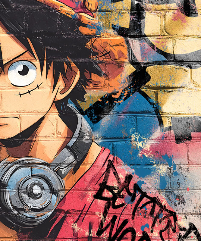Tableau Luffy One Piece Mur street-art graffiti - Tableau Deco